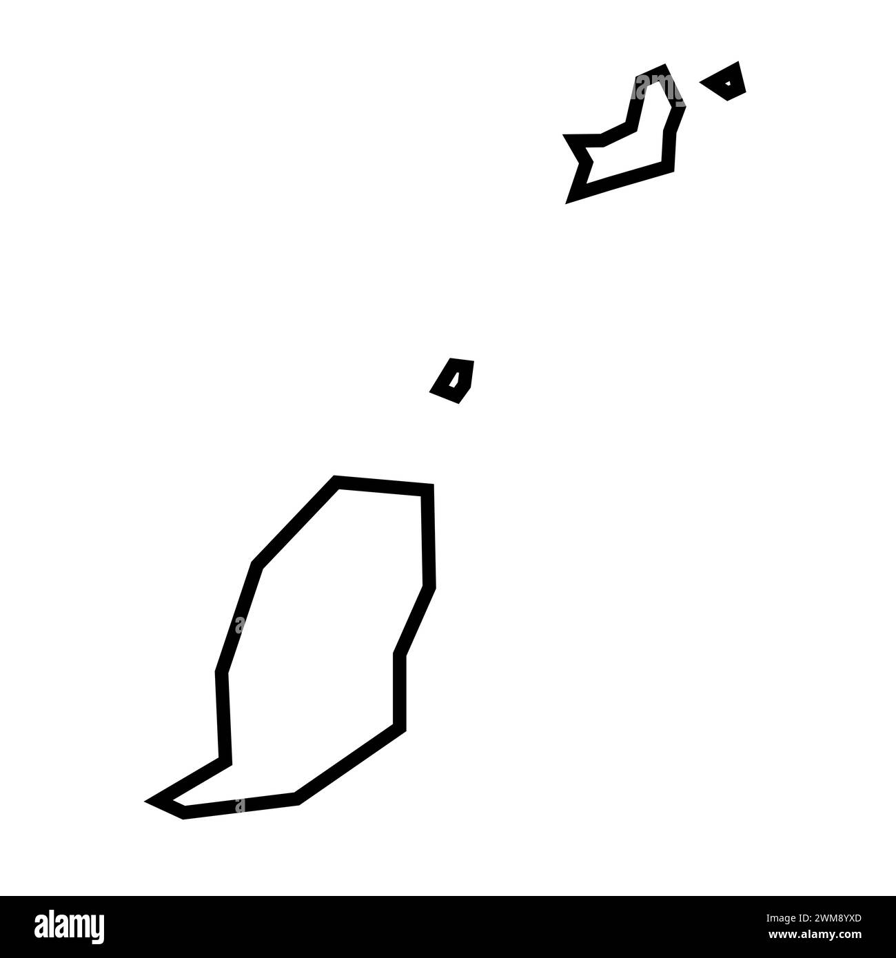 Grenada country thick black outline silhouette. Simplified map. Vector icon isolated on white ...