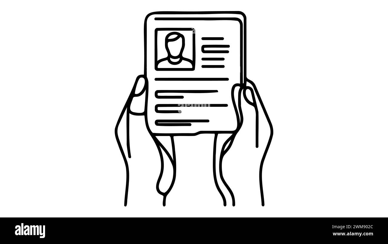 Continuous one line drawing employee identification card illustration ...