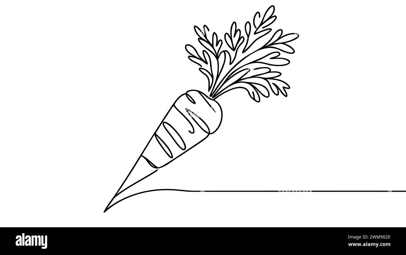 Carrot vegetable in one continuous line art drawing style. Growing ...