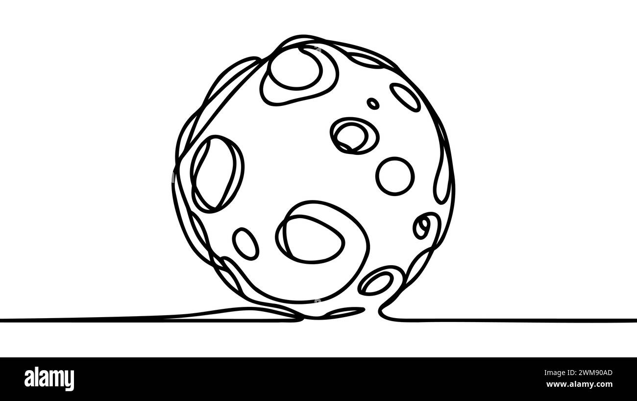 Continuous one line drawing of the moon. Background with one line ...