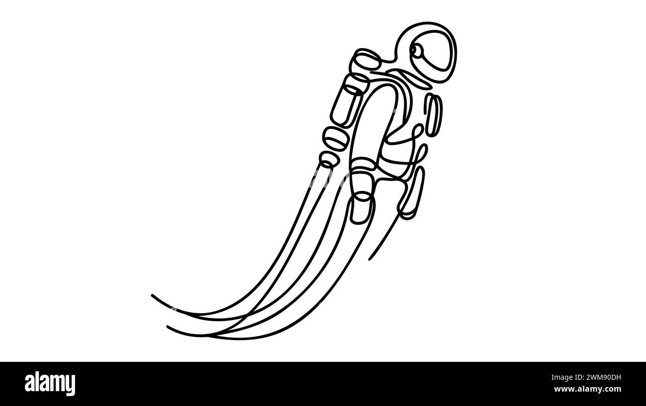 Continuous one line of jetpack machine on white background Stock Vector ...