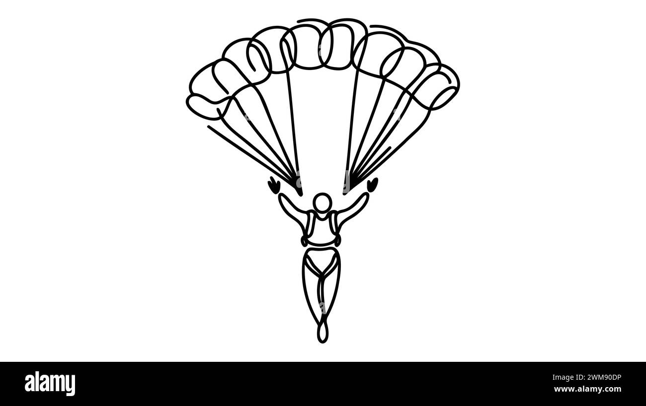 One continuous line drawing of young bravery man flying in the sky ...