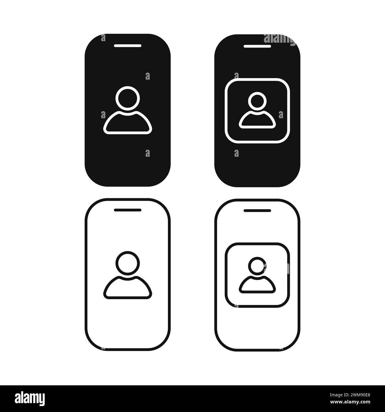 smartphoneuser person simple line shape icon vector flat illustration ...