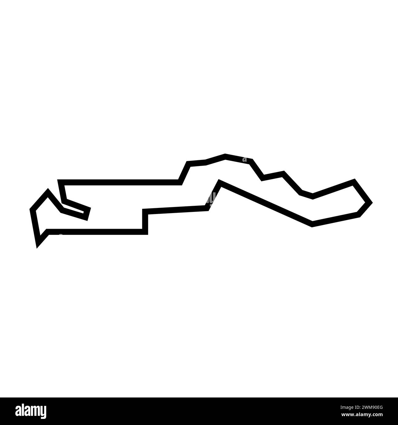 Gambia country thick black outline silhouette. Simplified map. Vector ...