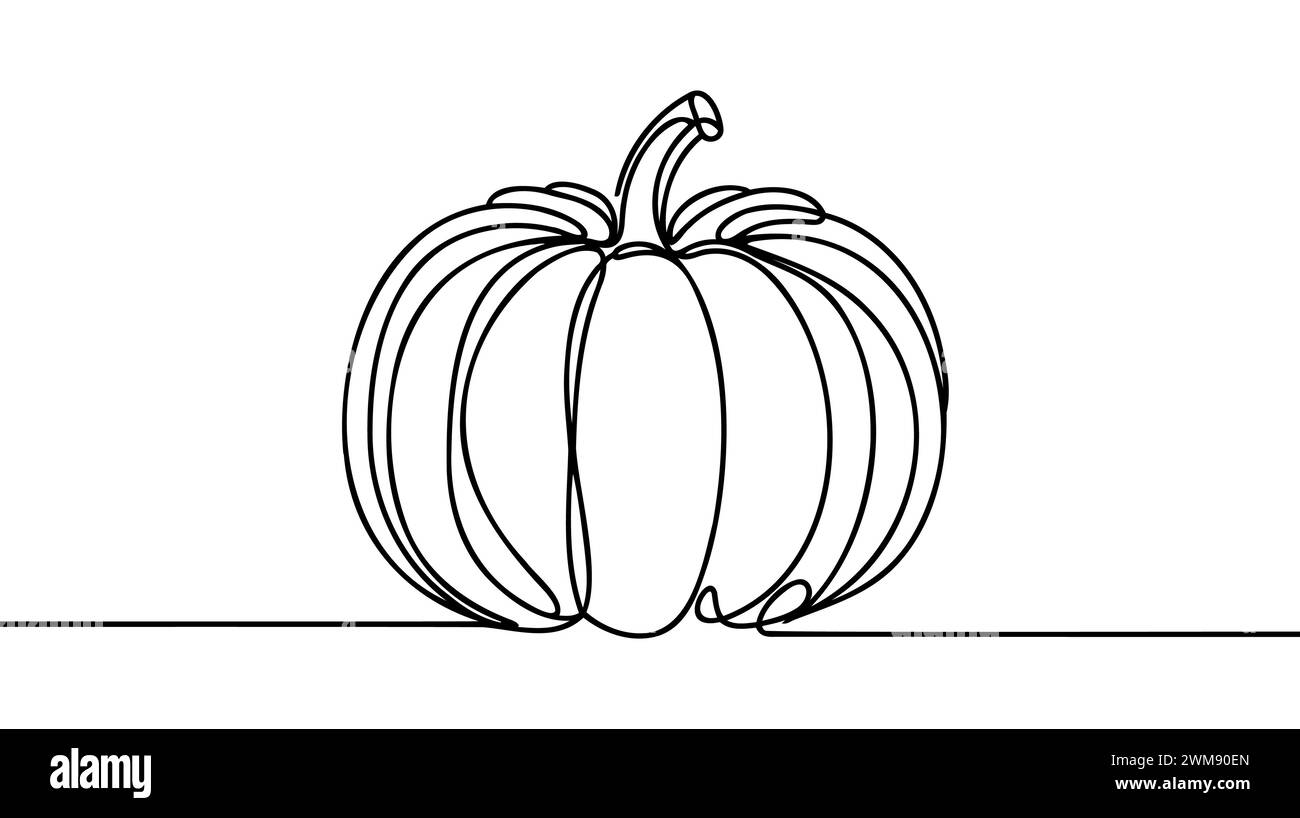 Single continuous line drawing of whole big round healthy organic ...