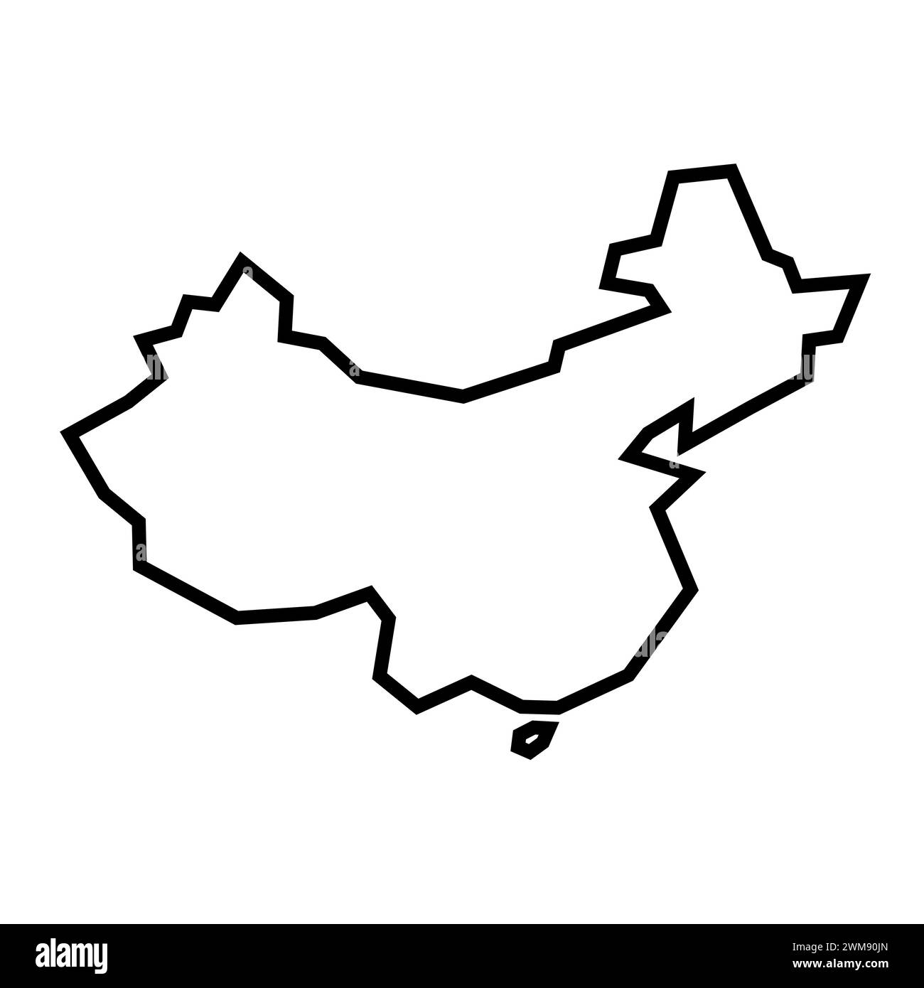China country thick black outline silhouette. Simplified map. Vector ...