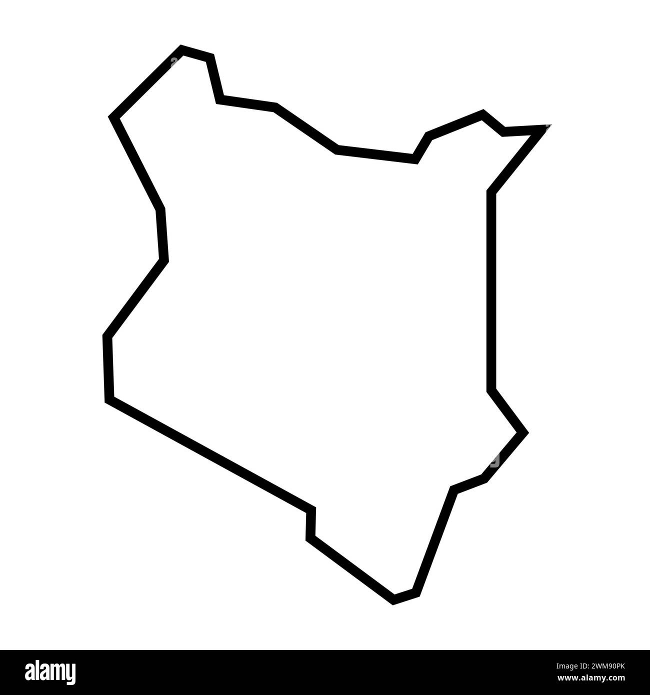 Kenya country thick black outline silhouette. Simplified map. Vector ...