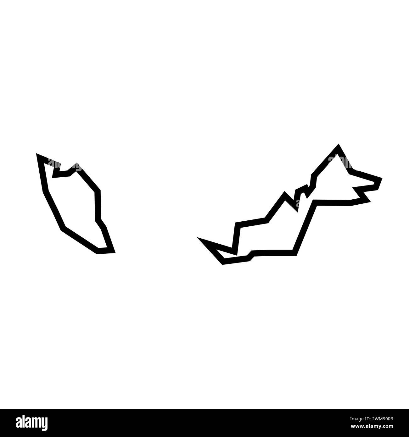 Malaysia country thick black outline silhouette. Simplified map. Vector ...