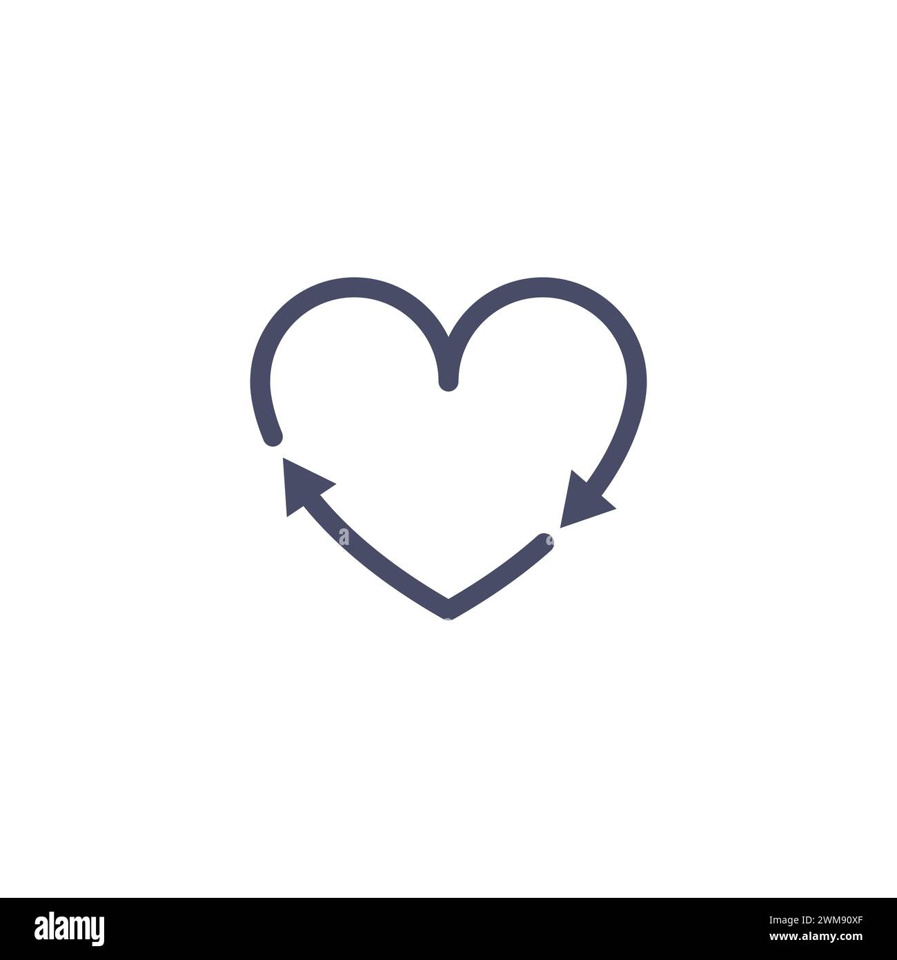 Recycle heart arrow sign. Recycle love icon vector. Heart shape cycle ...