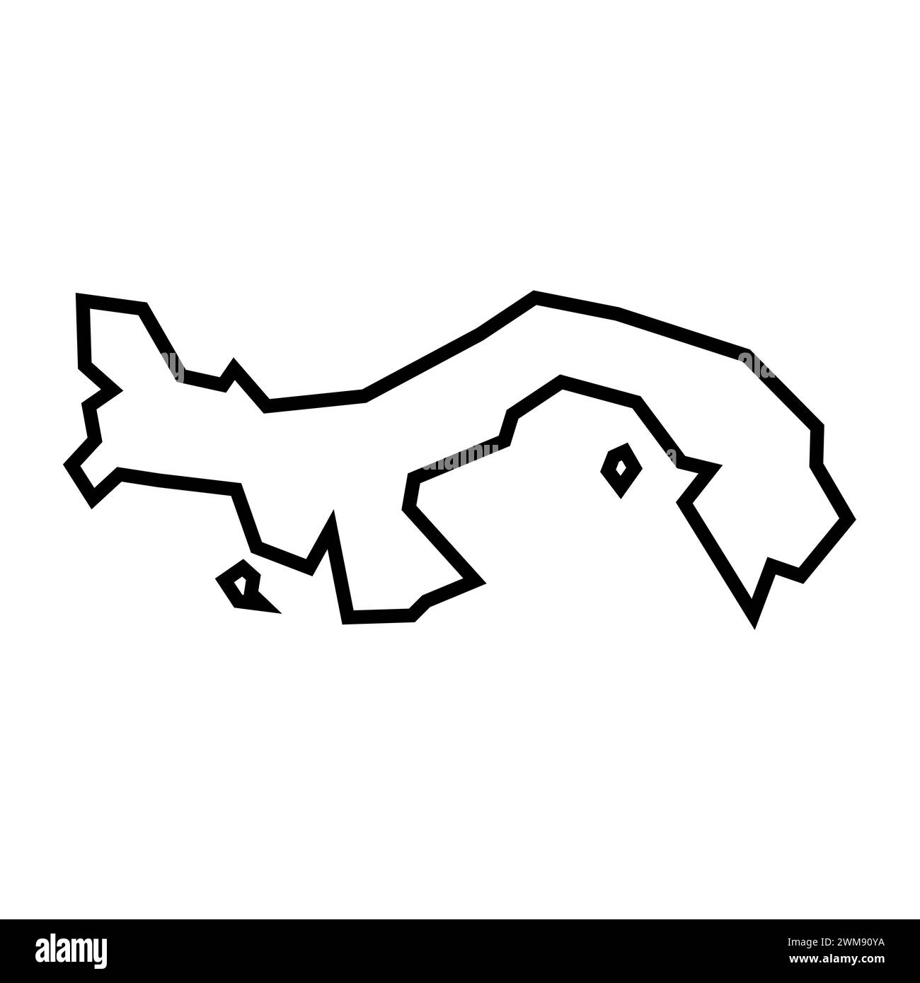 Panama country thick black outline silhouette. Simplified map. Vector ...