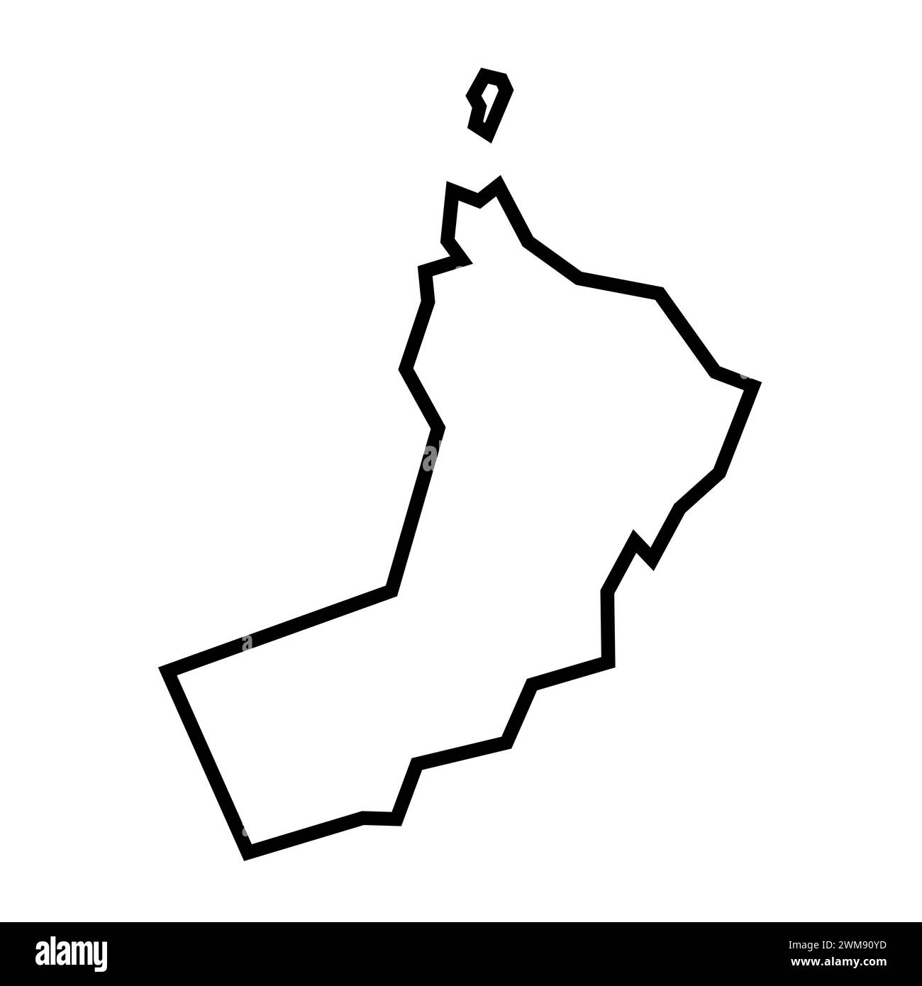 Oman country thick black outline silhouette. Simplified map. Vector ...