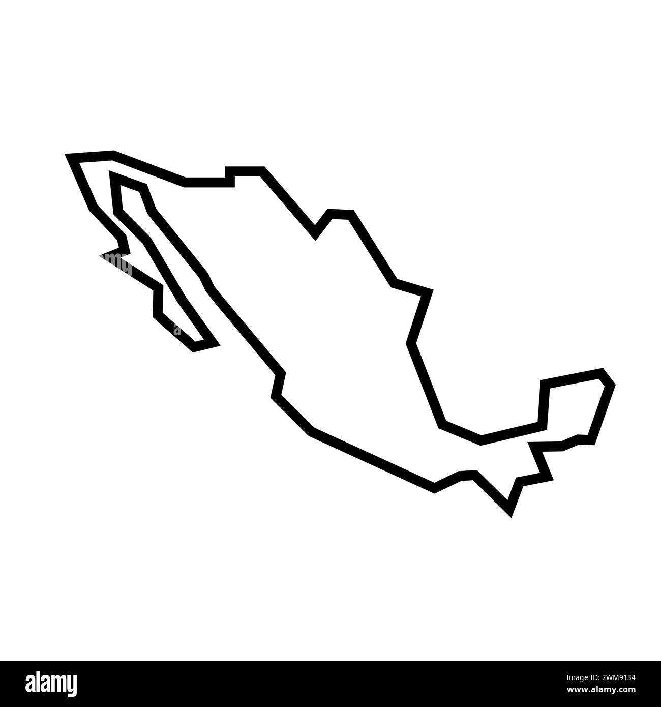 Mexico country thick black outline silhouette. Simplified map. Vector ...