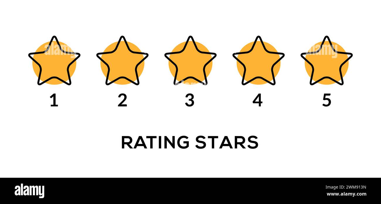 Star vector rate 5 review icon. Five star rate yellow row quality gold ...