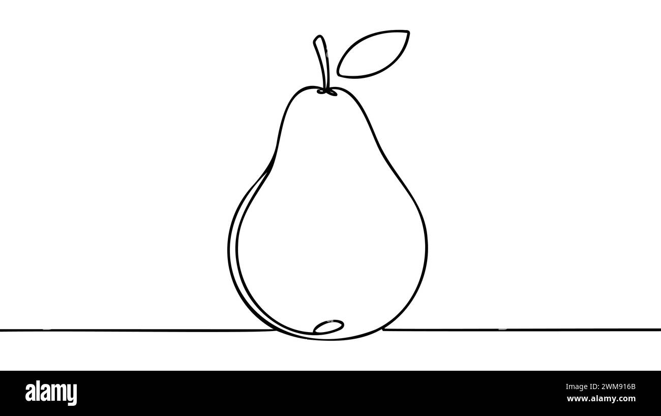 Pear fruit in continuous one line art drawing style. Minimalist black ...