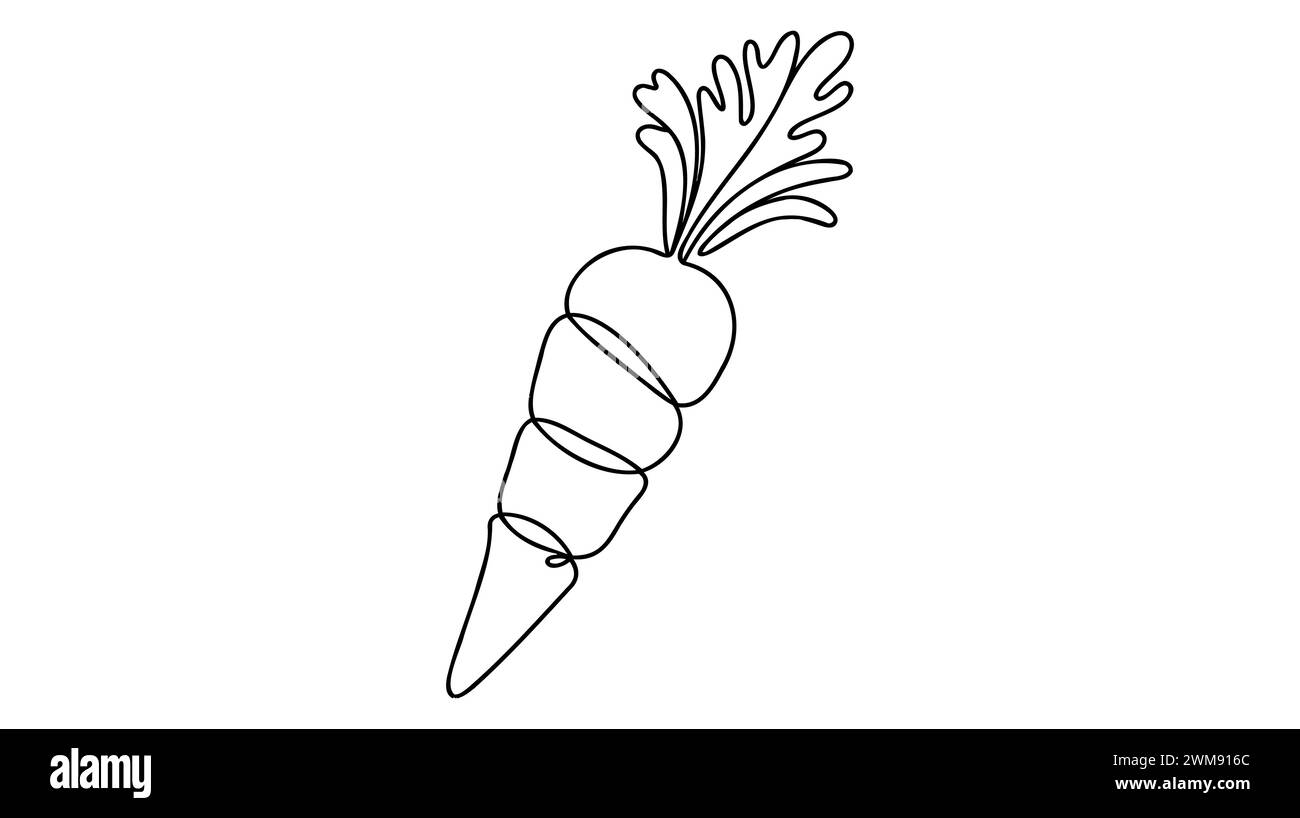 Carrot vegetable in one continuous line art drawing style. Growing ...