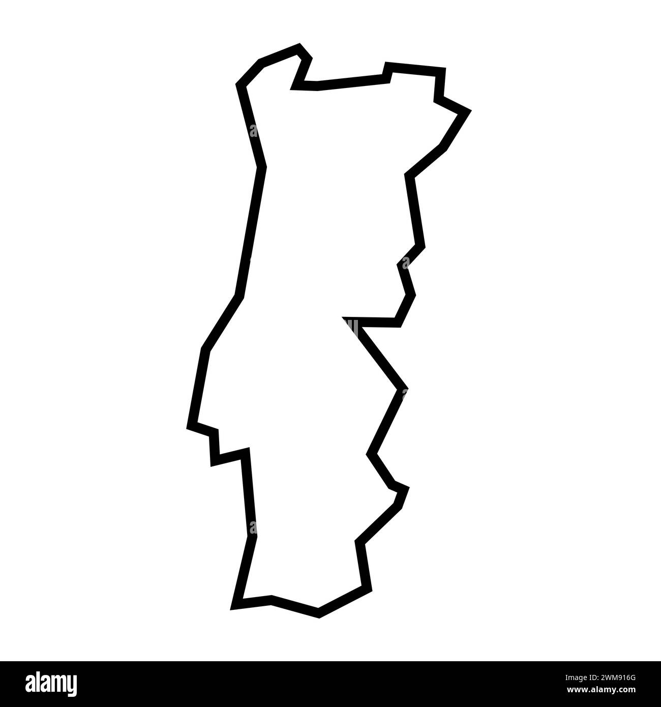 Portugal country thick black outline silhouette. Simplified map. Vector ...