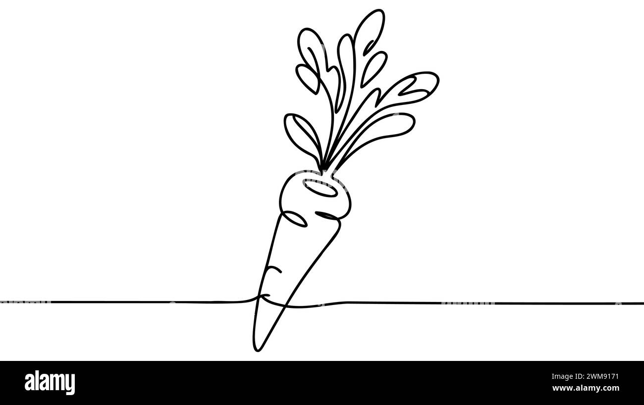 Carrot vegetable in one continuous line art drawing style. Growing ...