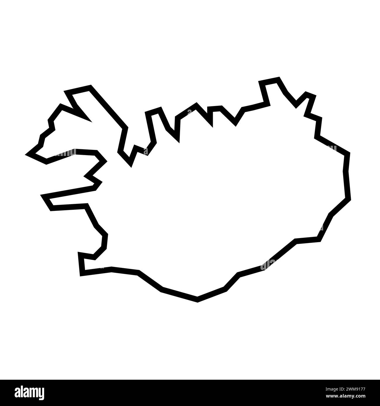 Iceland country thick black outline silhouette. Simplified map. Vector ...
