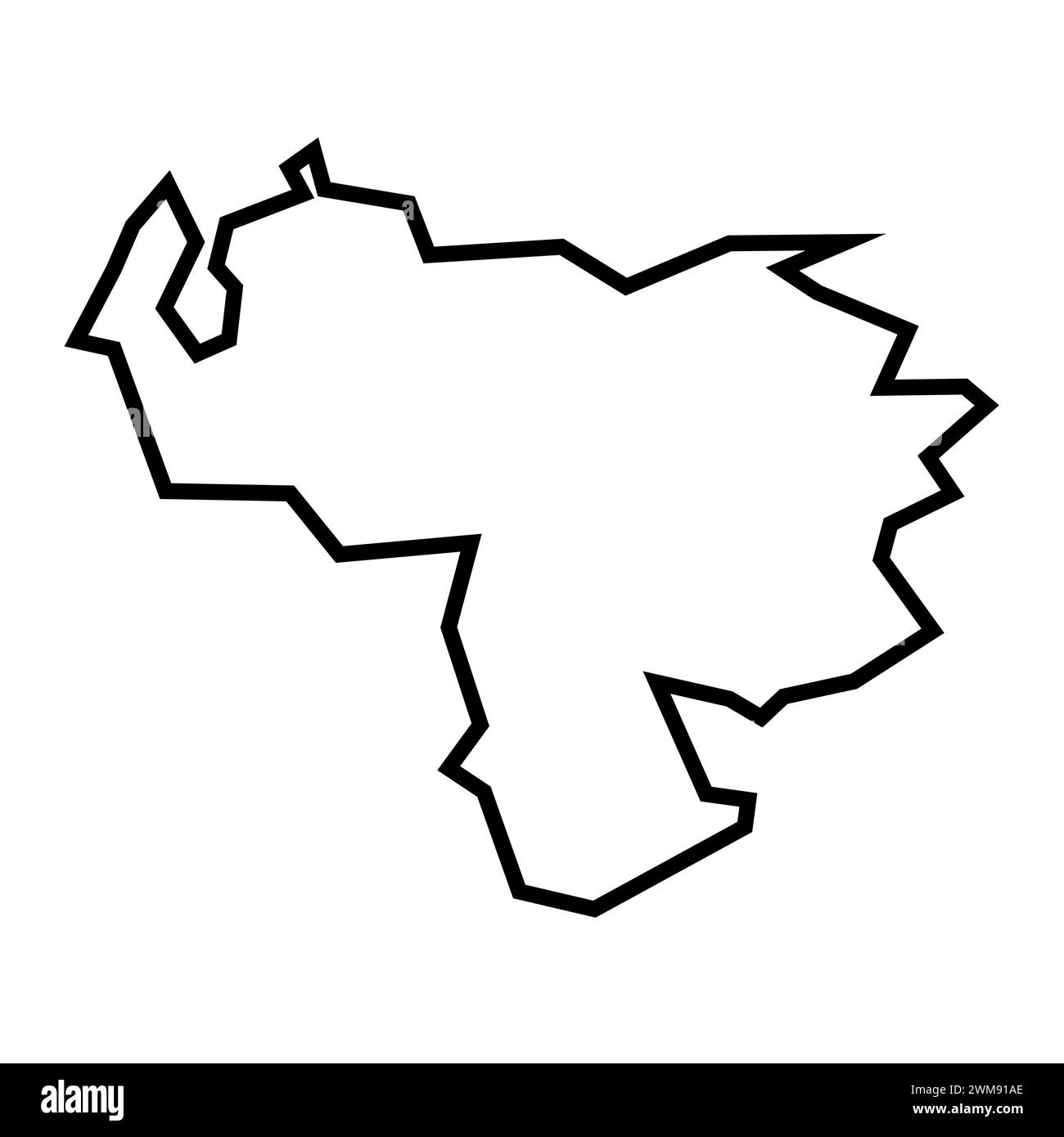 Venezuela country thick black outline silhouette. Simplified map ...
