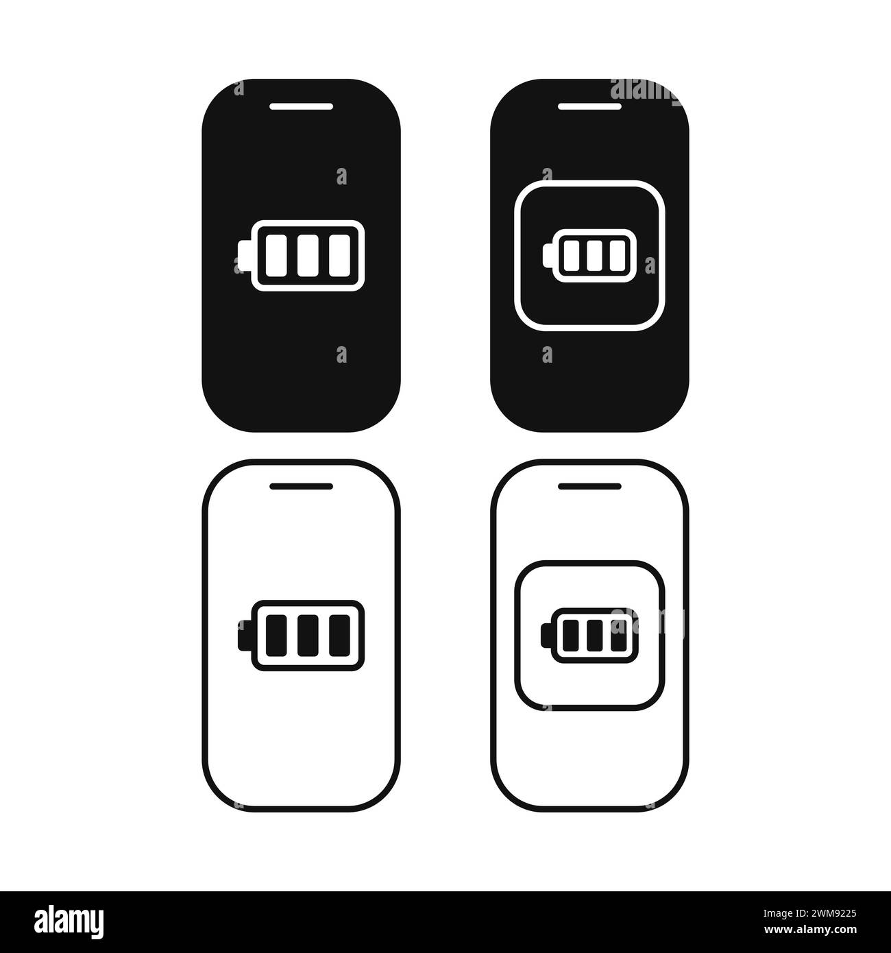 smartphone charging battery accumulator simple line shape icon vector flat illustration Stock ...