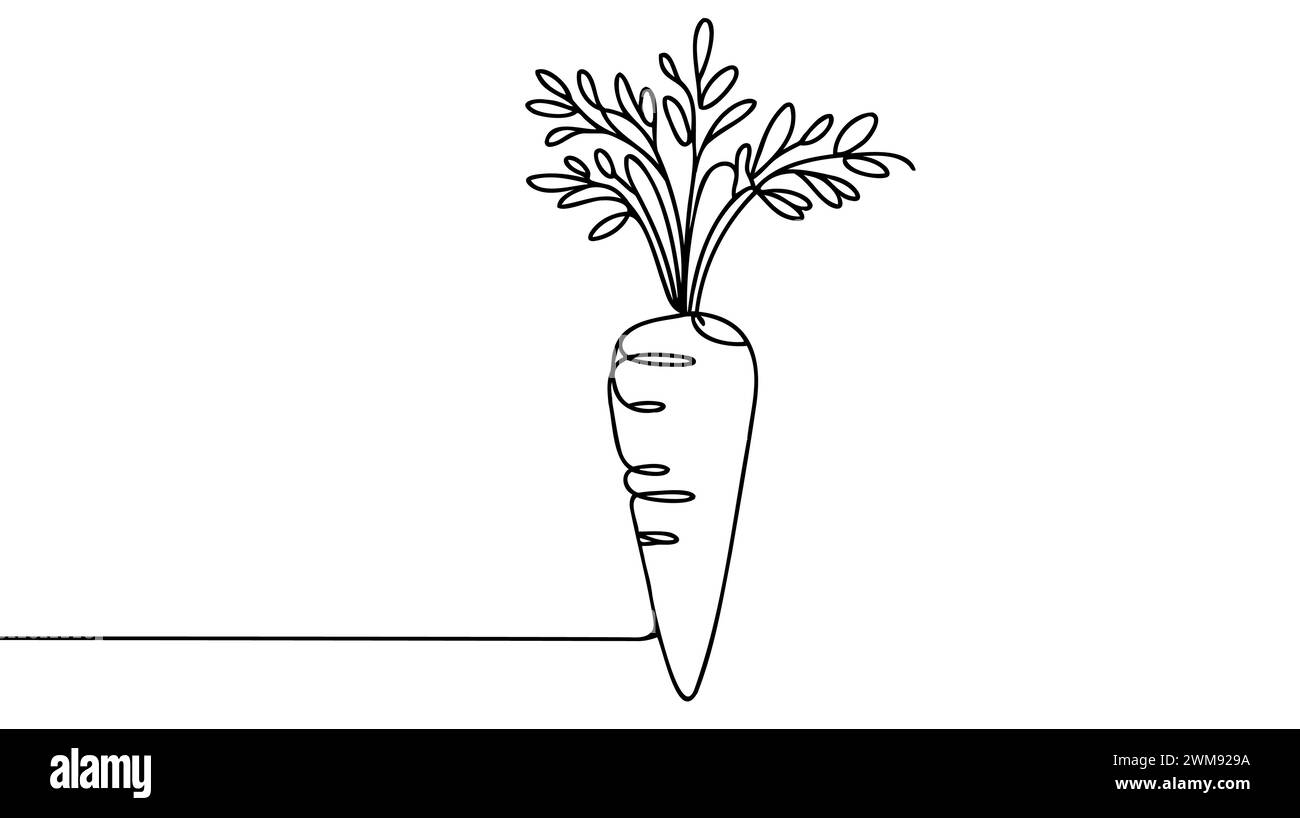 Carrot vegetable in one continuous line art drawing style. Growing ...