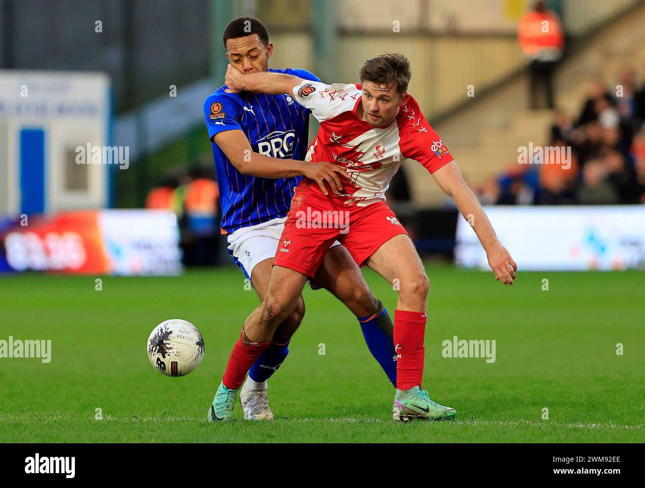 Oldham on Saturday 24th February 2024. Shaun Hobson of Oldham Athletic ...