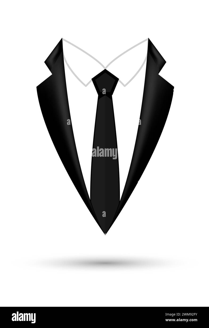 Man suit icon isolated background with bow. Fashion black business ...
