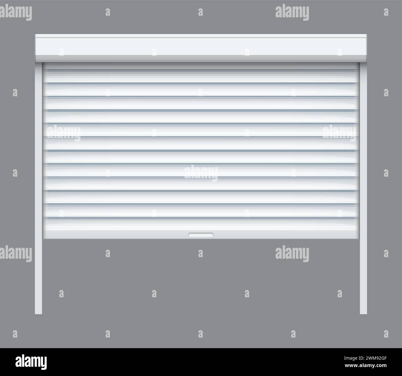 Rolling shutter door. Roller garage metal gate. Electric roll white ...