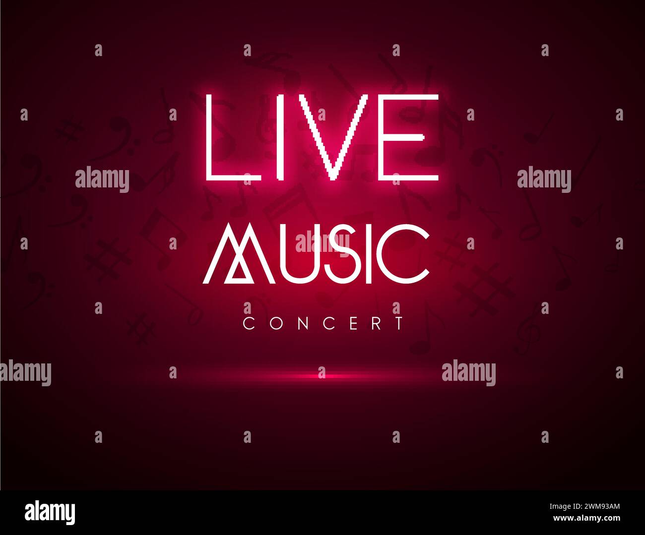 Live music vector background party poster. Live music event light jazz neon design Stock Vector ...