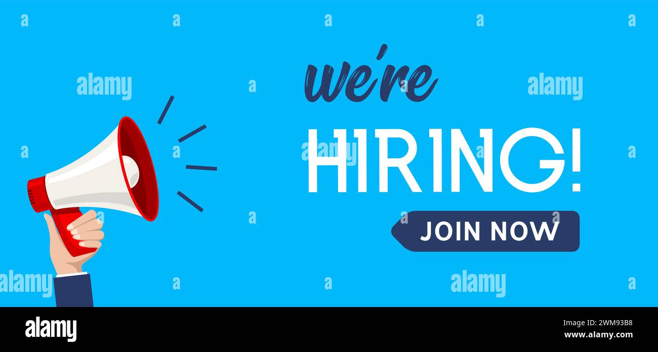 We hiring now banner job offer vector background. Hiring promotion ...
