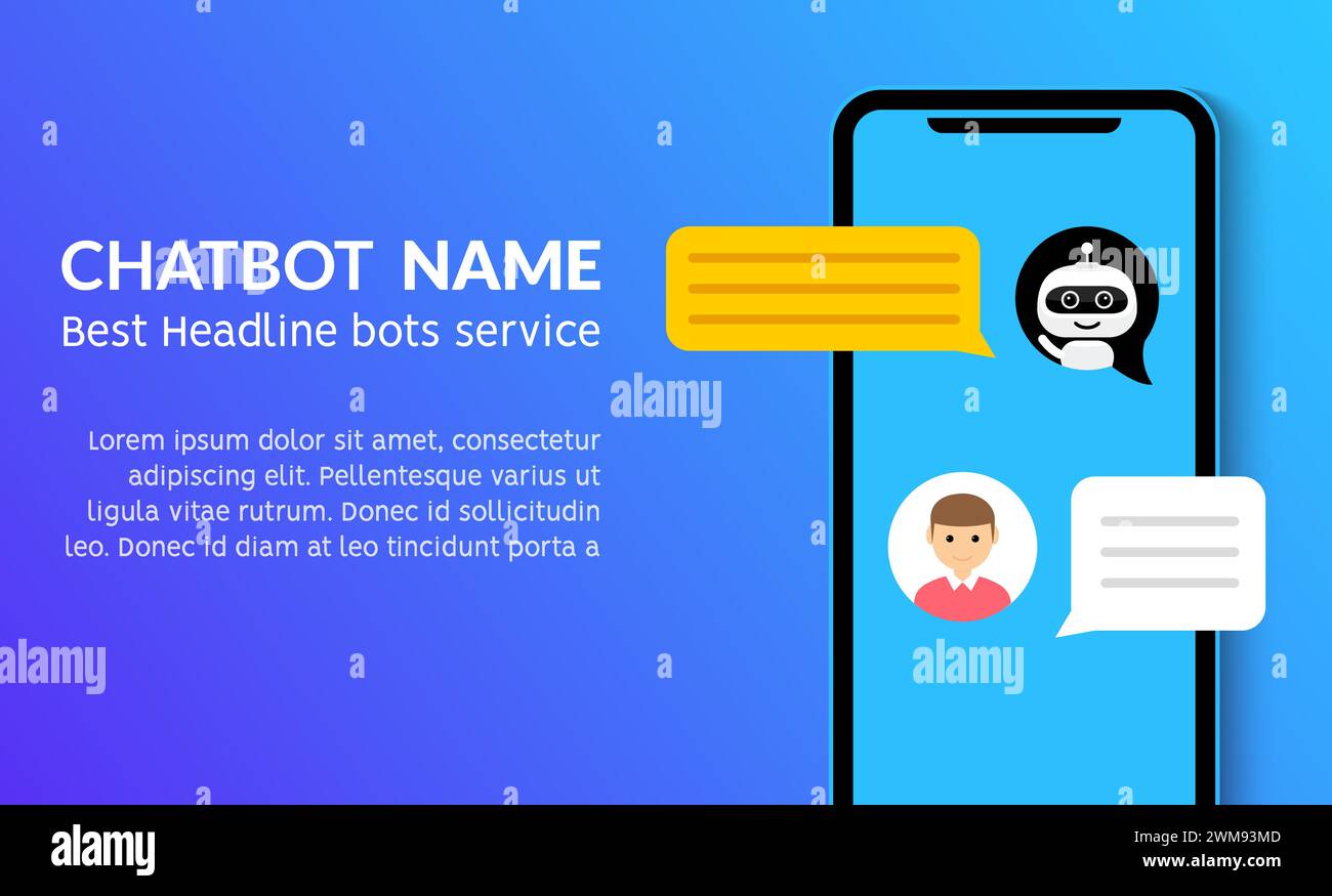 Chatbot phone call flat customer vector service marketing banner. Chat ...