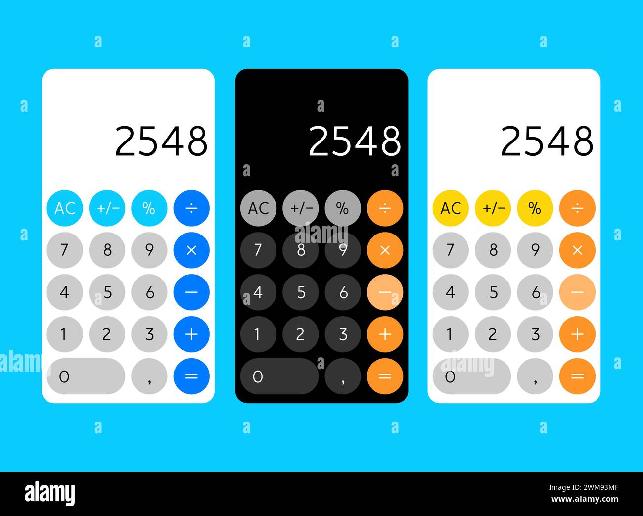 Smartphone calculator app interface. Mobile calculator design screen ...