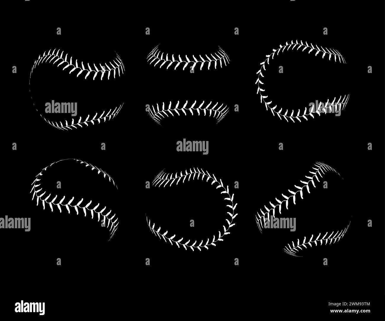 Baseball lace ball illustration isolated symbol set. Vector baseball ...