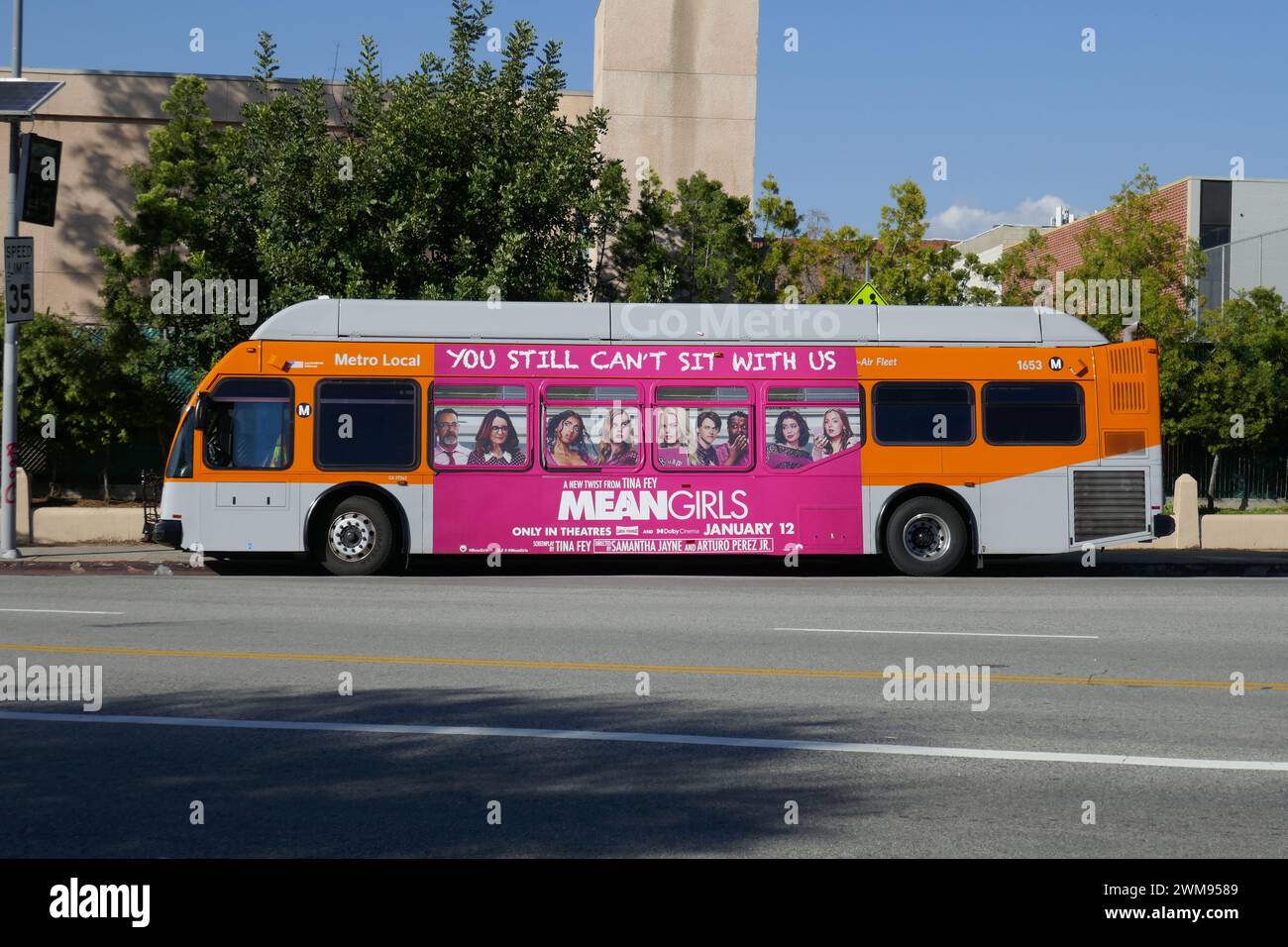 Los Angeles, California, USA 22nd February 2024 Mean Girls Bus on ...