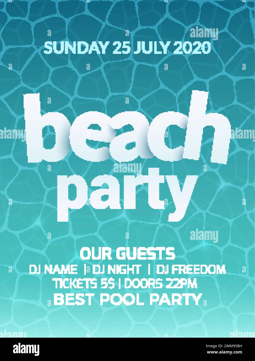 Pool beach summer party invitation banner flyer design. Water Beach ...