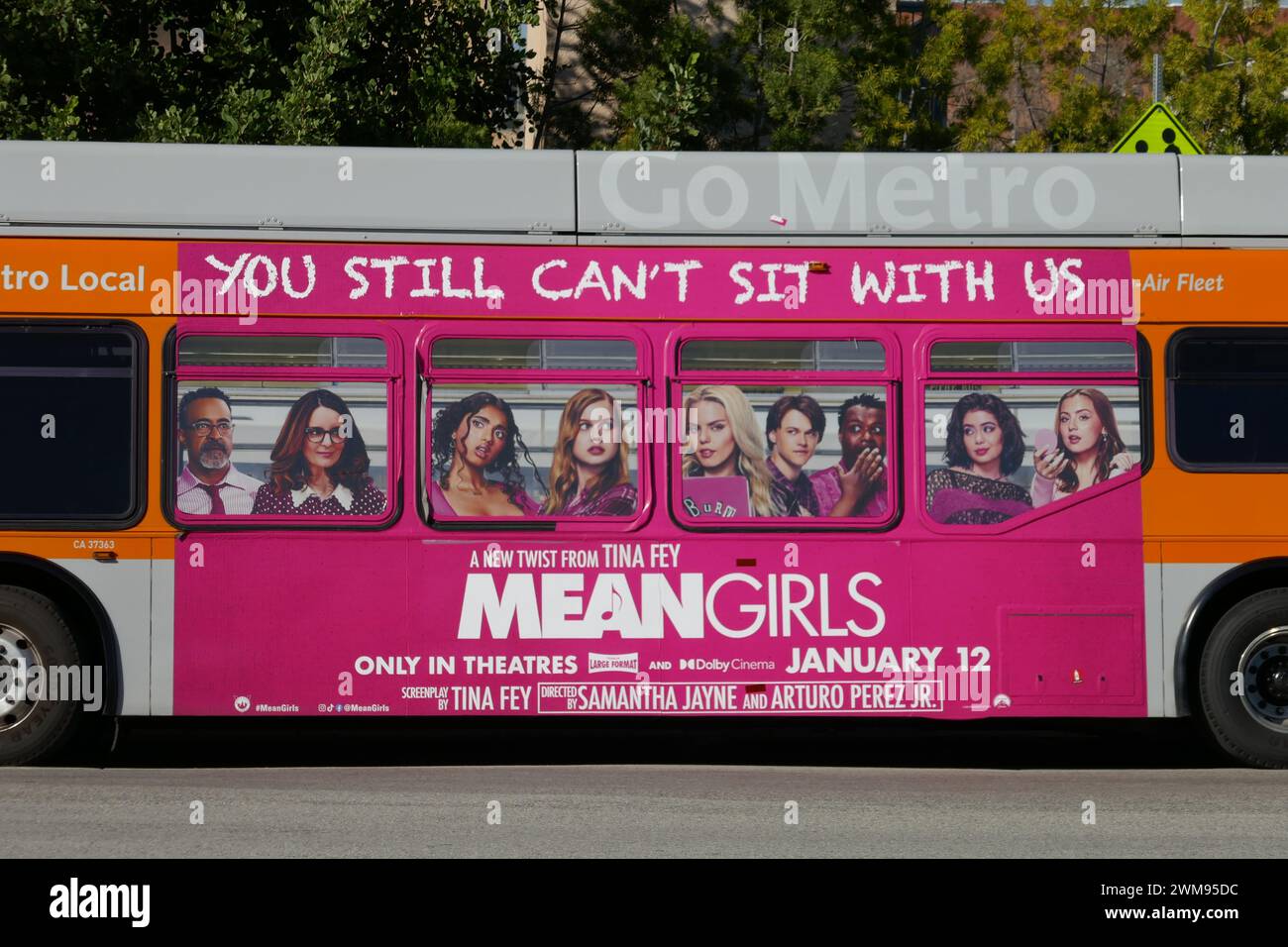 Los Angeles, California, USA 22nd February 2024 Mean Girls Bus on ...