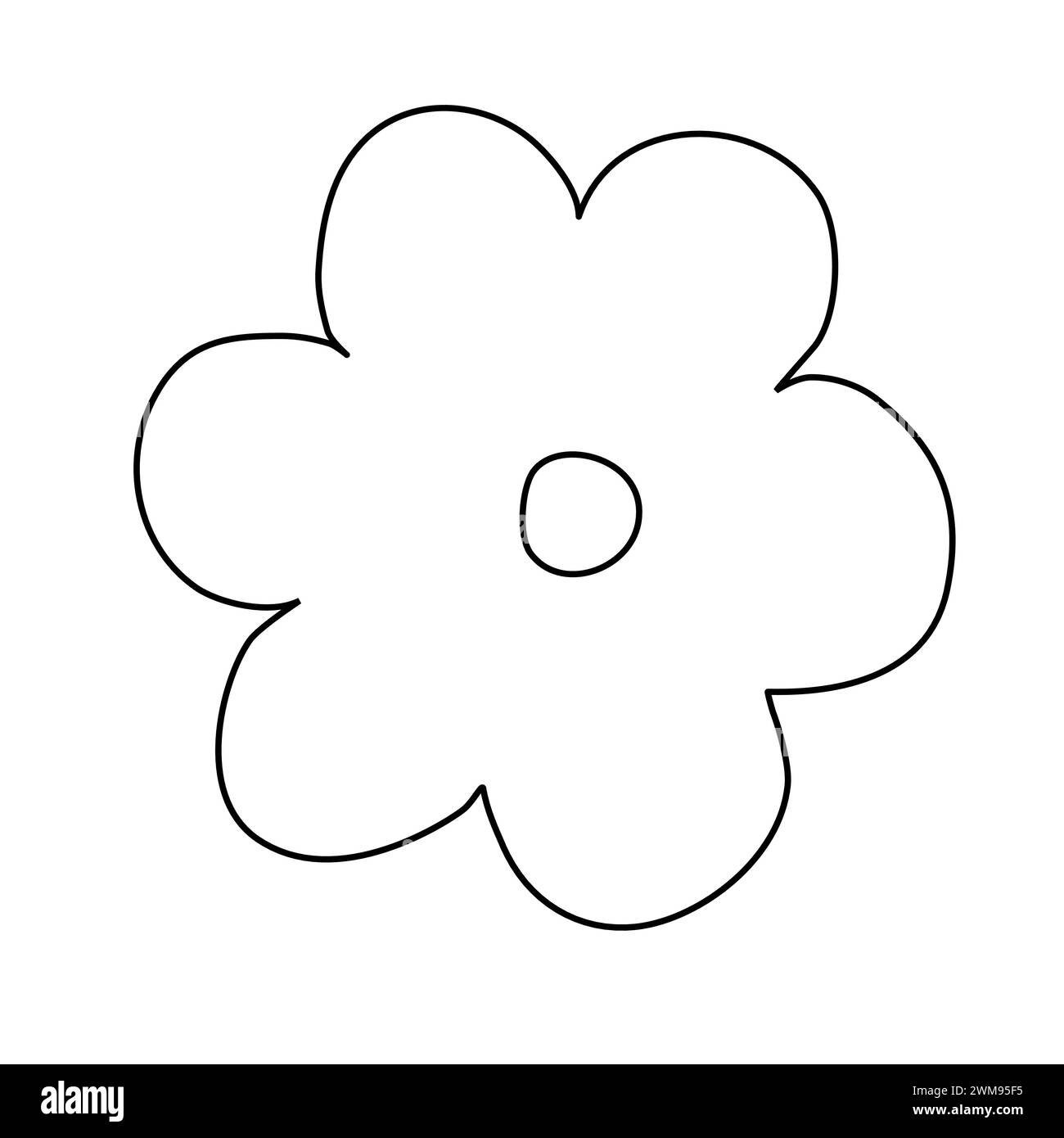 Single Flower Head Doodle Style Flat Vector Outline Illustration For Single Flower Head Doodle Style Flat Vector Outline Illustration For