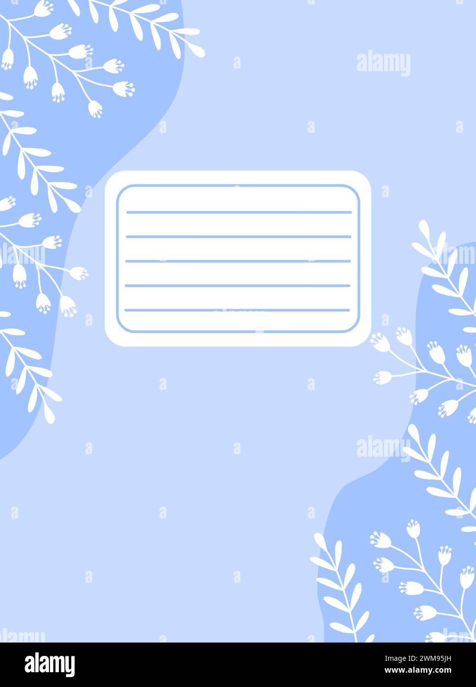 School workbook cover template with place for notes, blue spring ...