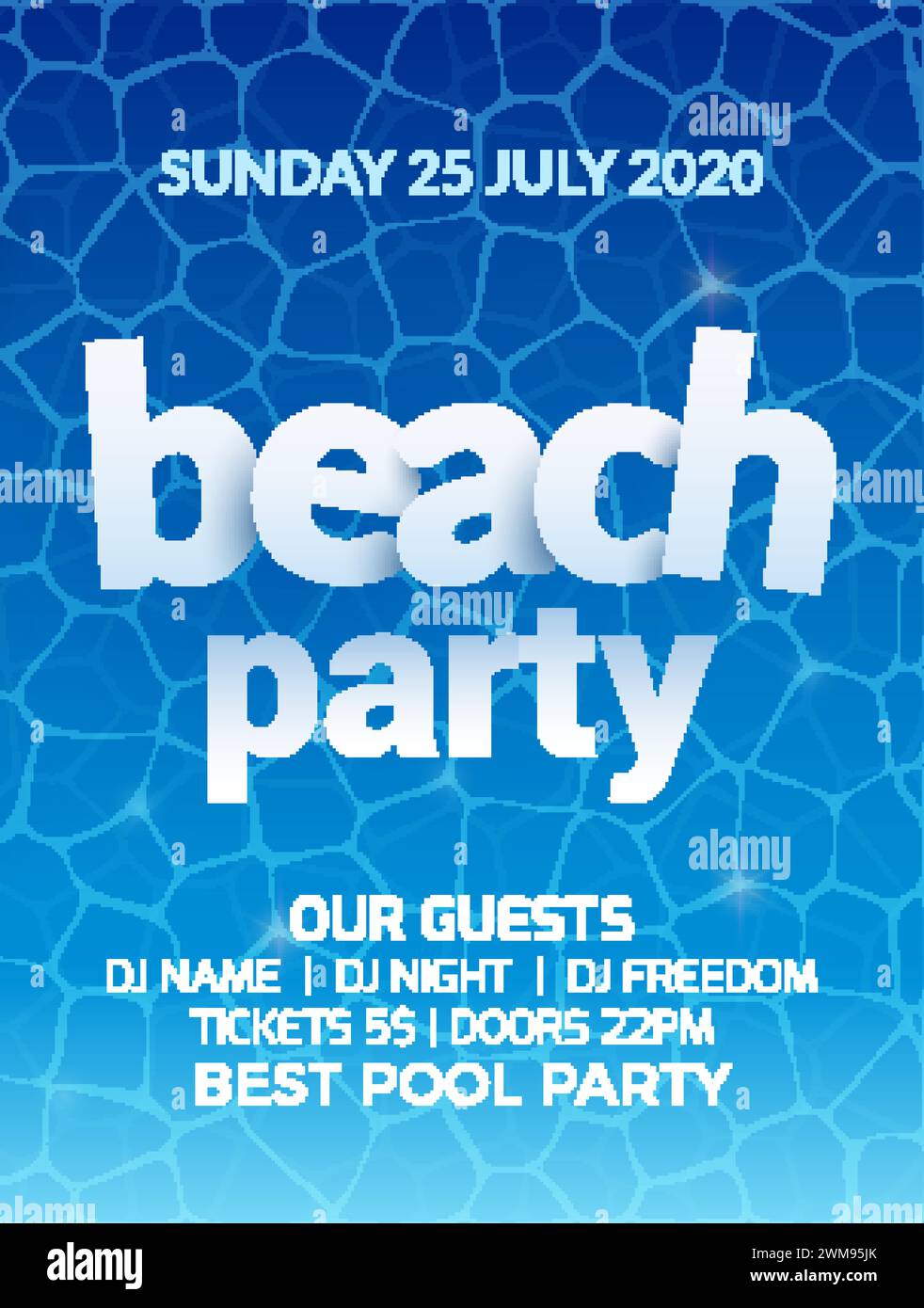 Pool beach summer party invitation banner flyer design. Water Beach ...