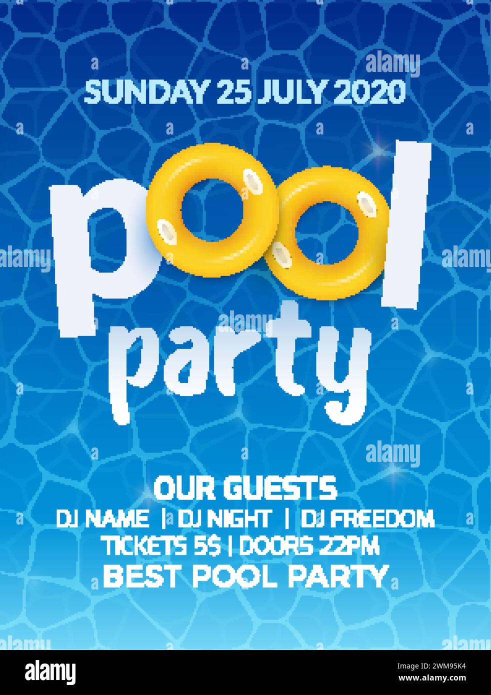 Pool summer party invitation banner flyer design. Water Pool party ...