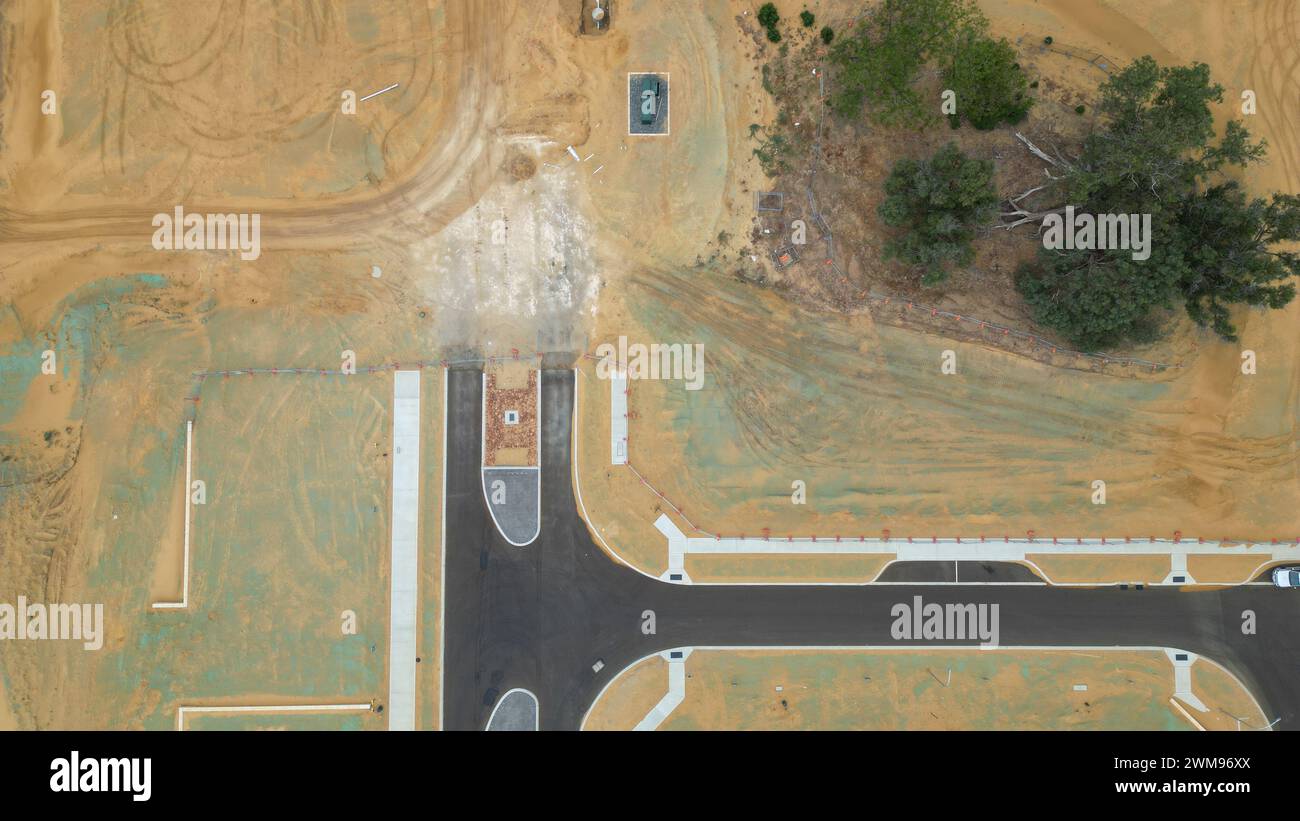 Aerial view of new roads on new housing projects Stock Photo - Alamy