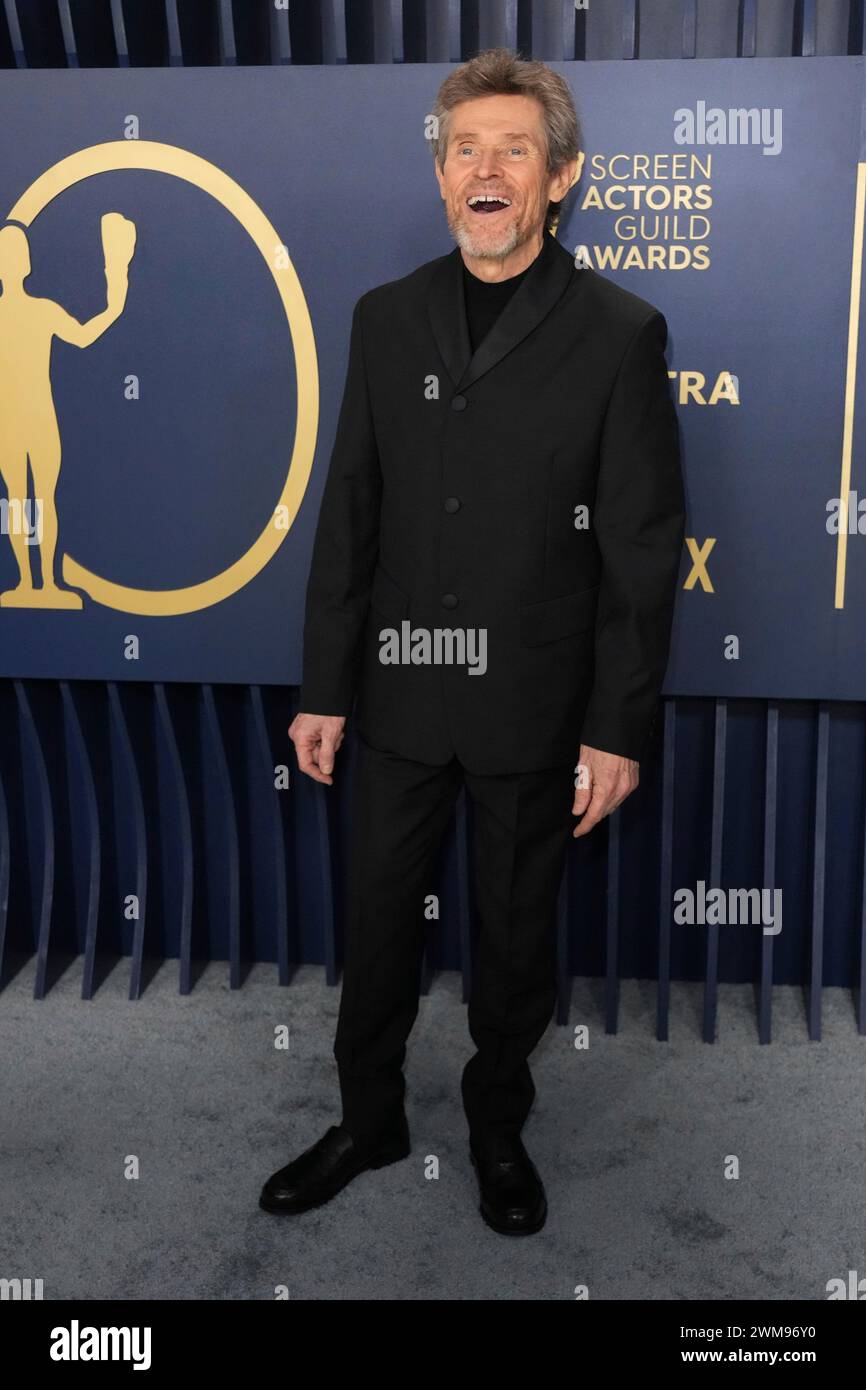 Willem Dafoe arrives at the 30th annual Screen Actors Guild Awards on Saturday, Feb. 24, 2024 ...