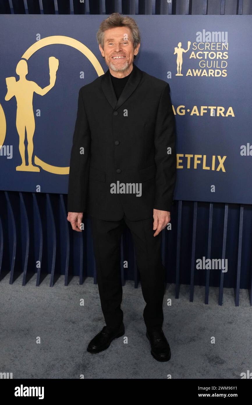 Willem Dafoe arrives at the 30th annual Screen Actors Guild Awards on Saturday, Feb. 24, 2024 ...