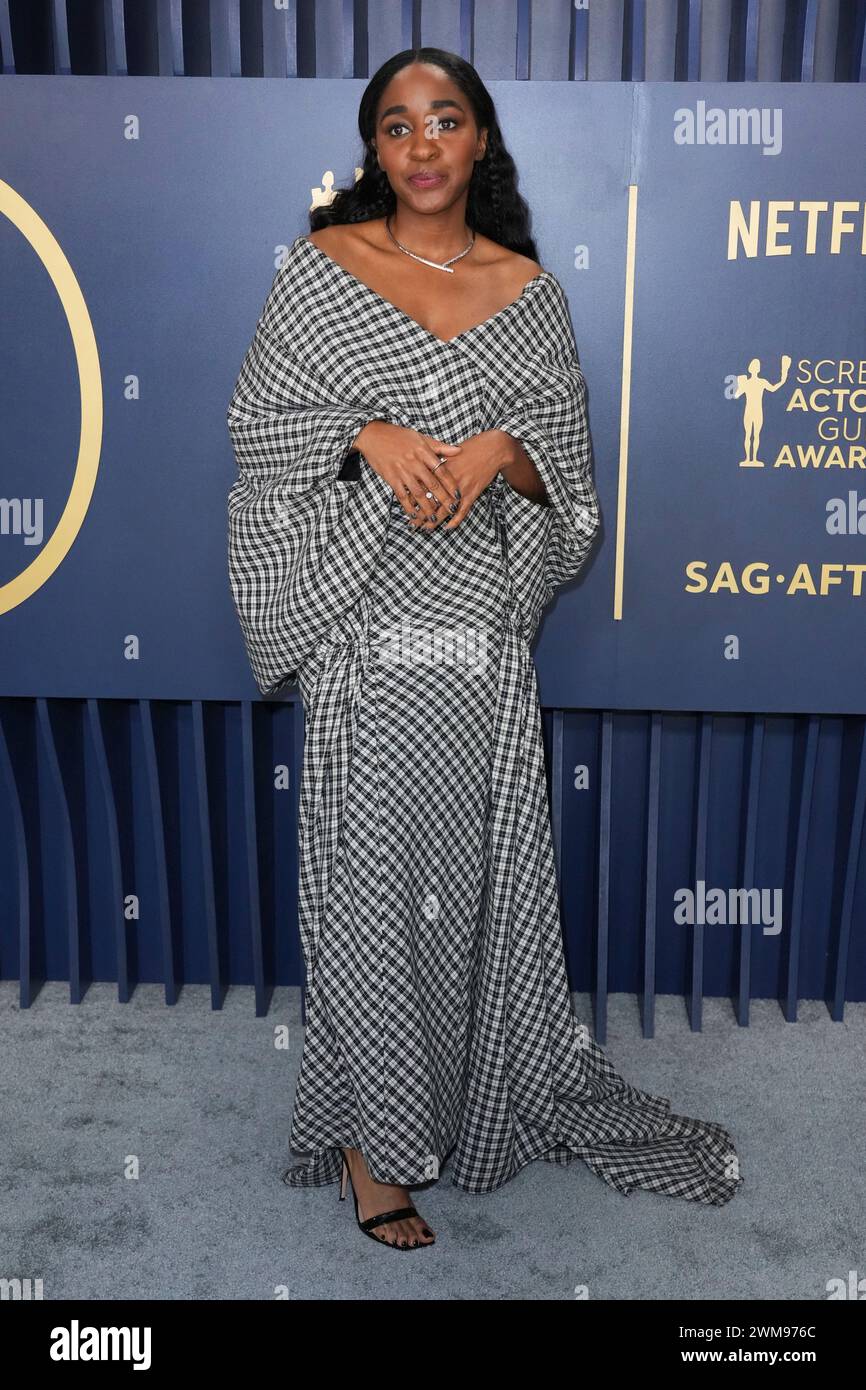Ayo Edebiri arrives at the 30th annual Screen Actors Guild Awards on ...