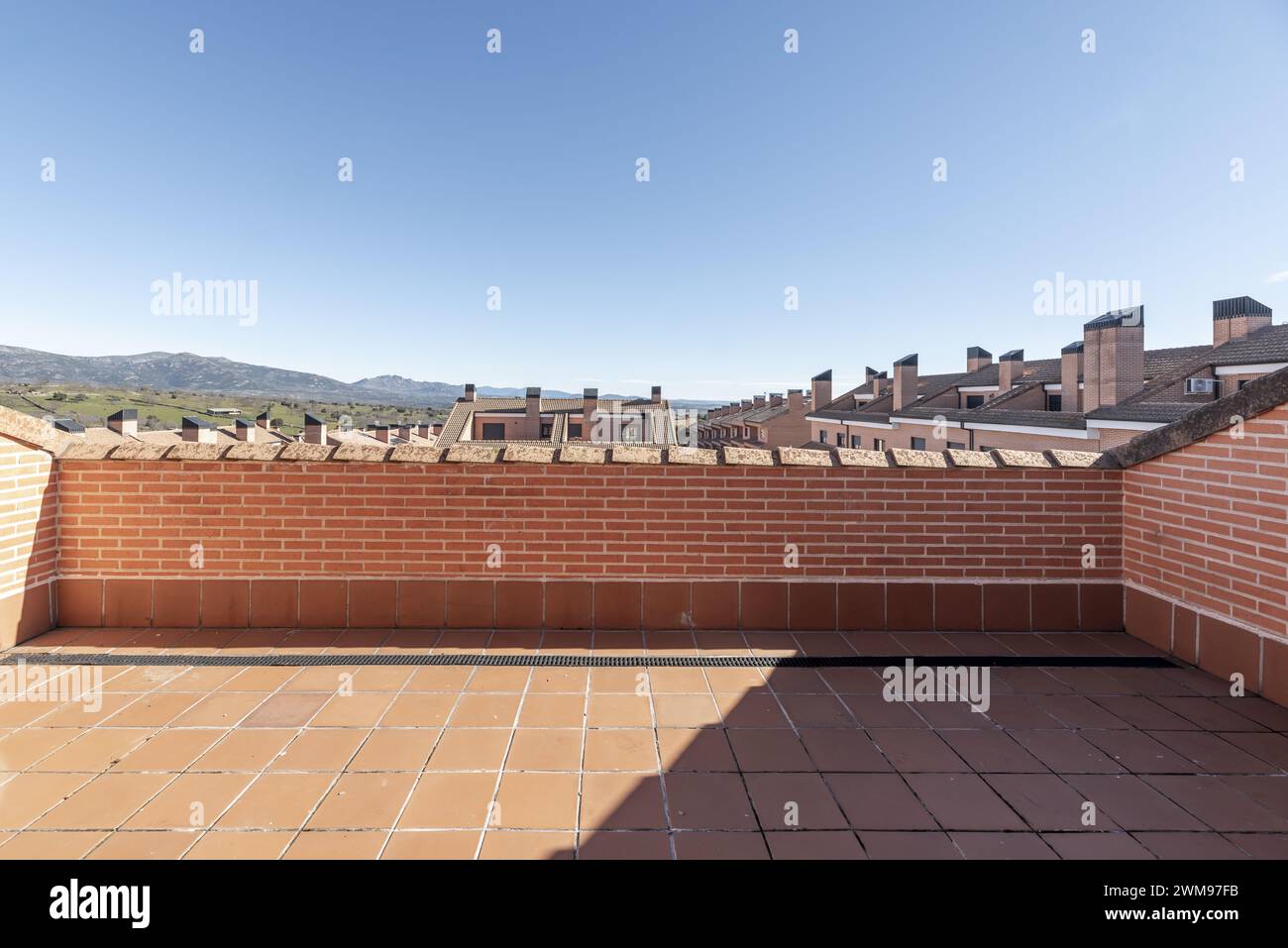 Large terrace on the roof of a single-family home with views of the ...