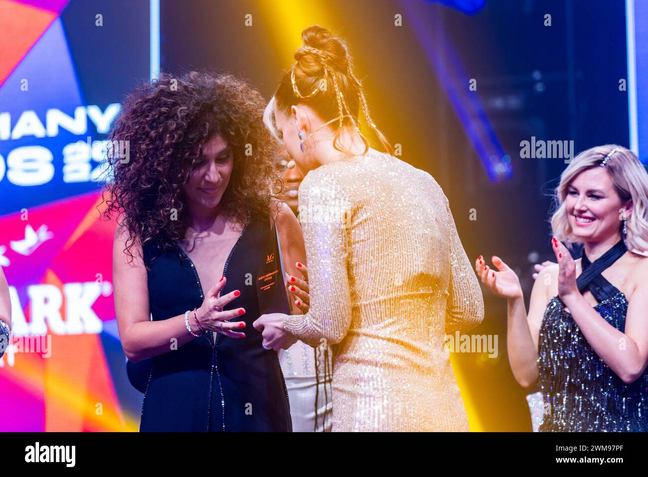 Rust, Germany. 24th Feb, 2024. Apameh Schönauer (l) accepts her Female ...