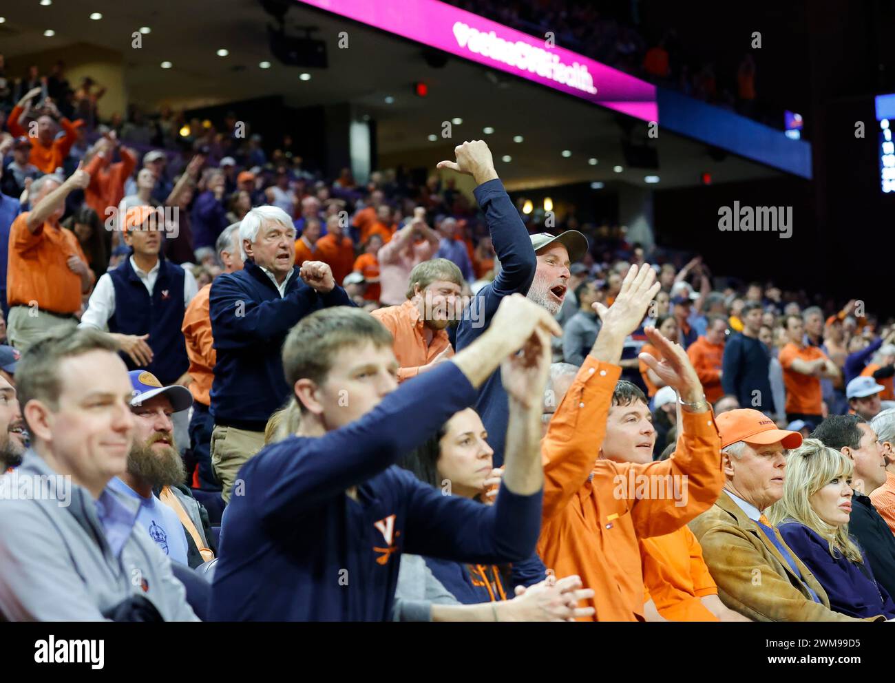 Charlottesville, VA, USA. 24th Feb, 2024. Fans are upset by the referee ...