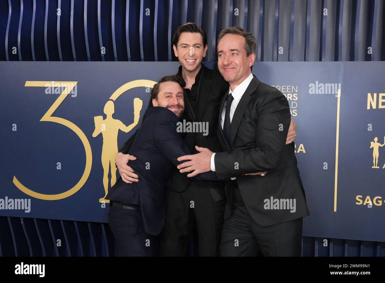 Kieran Culkin, from left, Nicholas Braun, and Matthew Macfadyen arrive ...