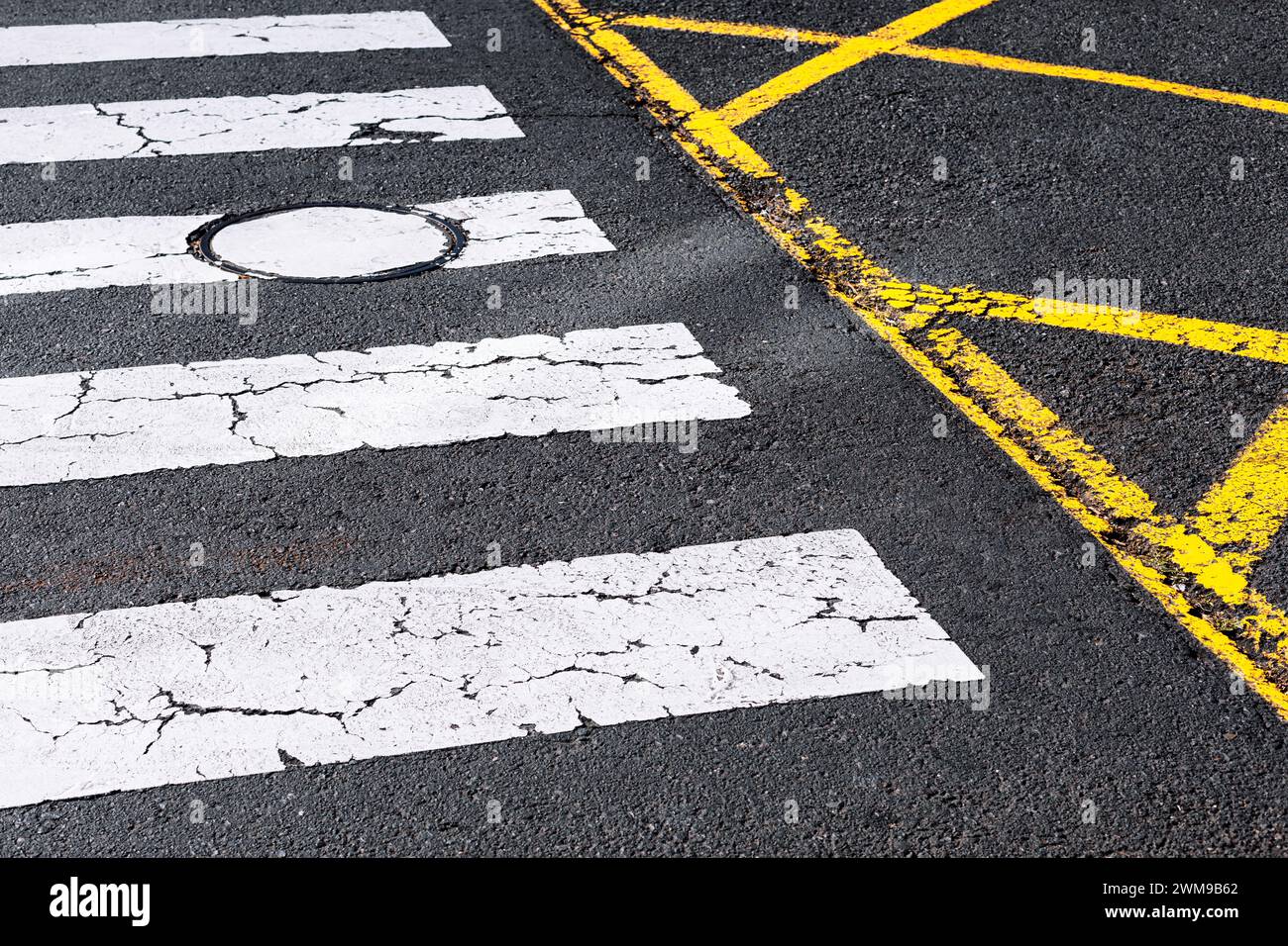 Zebra crossing on the asphalt road. Road markings on the asphalt Stock ...