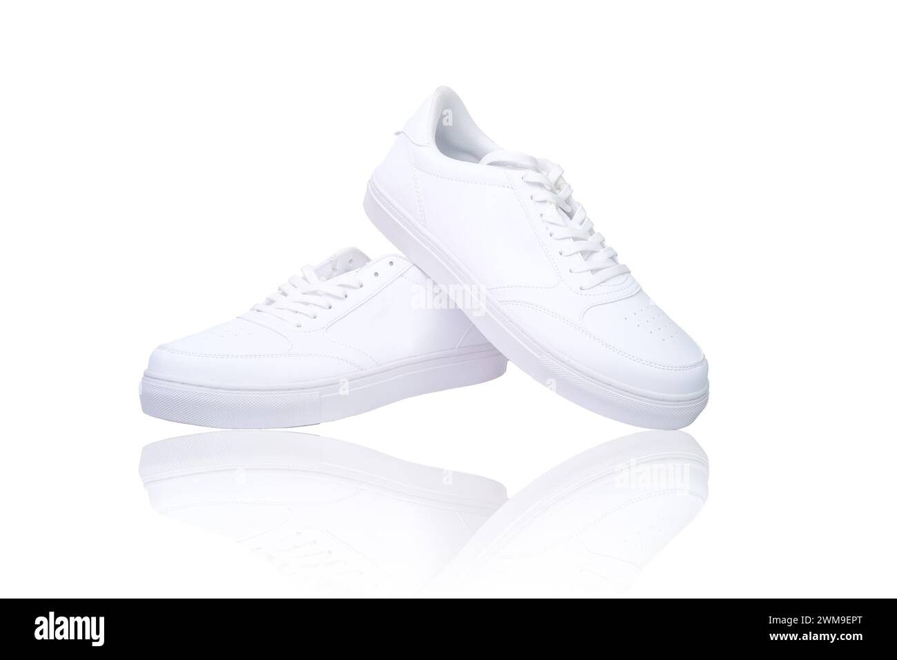 Basic white sneakers mockup with semitransparent shadow reflection ...